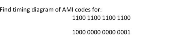 Solved Find timing diagram of AMI codes for: | Chegg.com