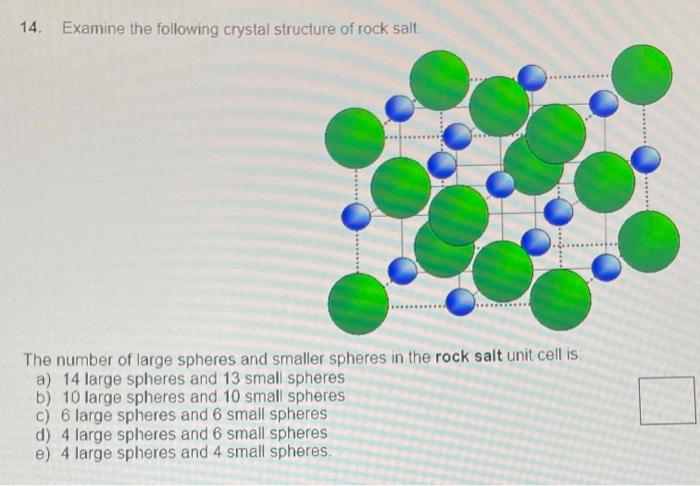 Solved 14. Examine the following crystal structure of rock | Chegg.com
