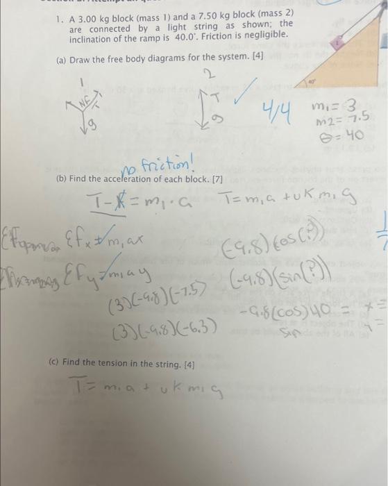 Solved 1. A 3.00 kg block (mass 1) and a 7.50 kg block (mass | Chegg.com Solved 1. A 3.00 kg block (mass 1) and a 7.50 kg block (mass | Chegg.com