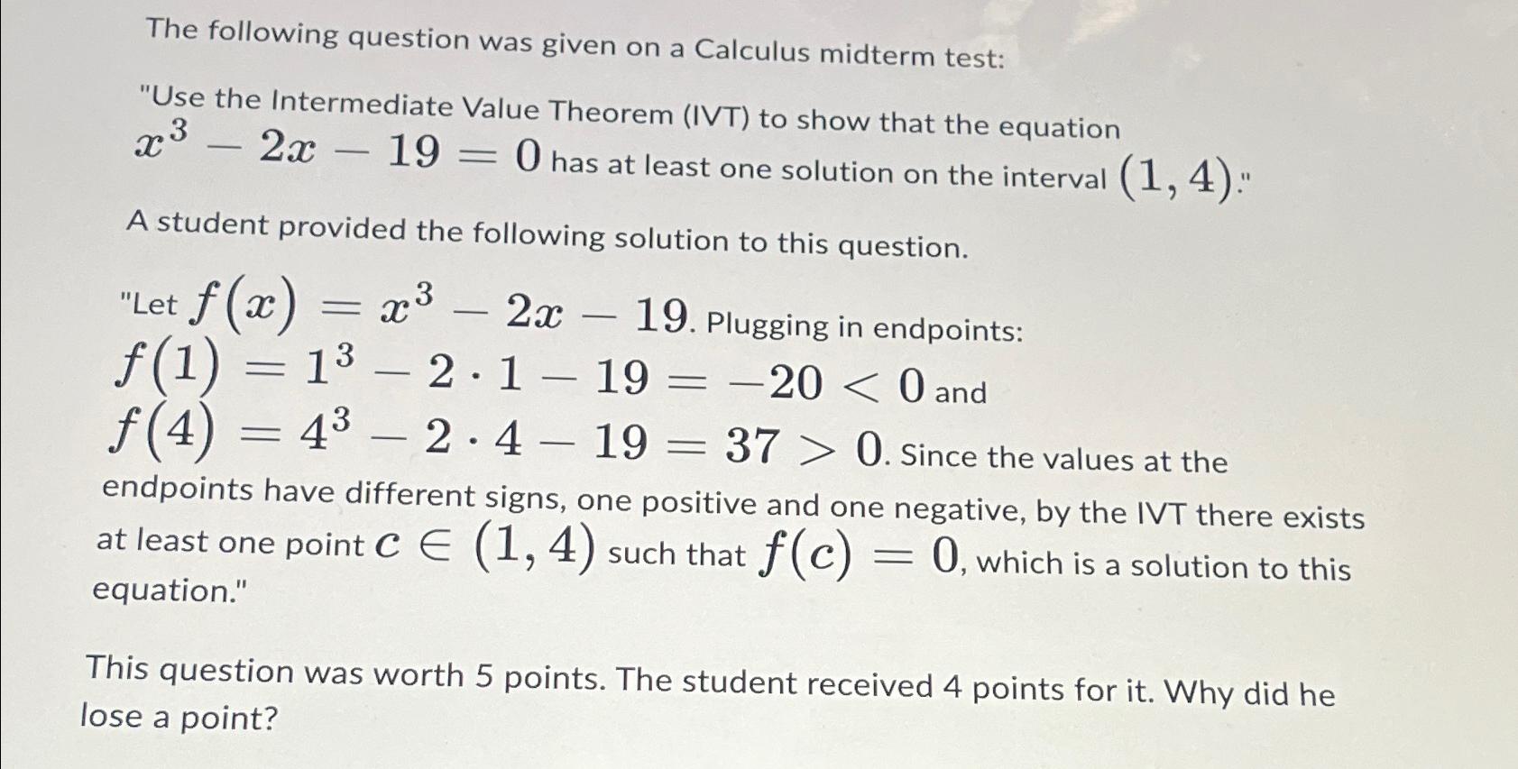 Solved The following question was given on a Calculus | Chegg.com