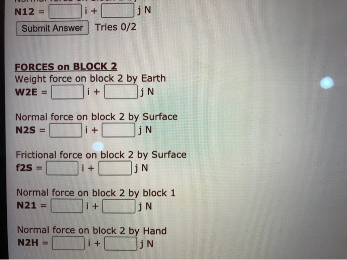 Solved Block 1 (mi - 2 kg) and block 2 (m2 = 5 kg) are | Chegg.com