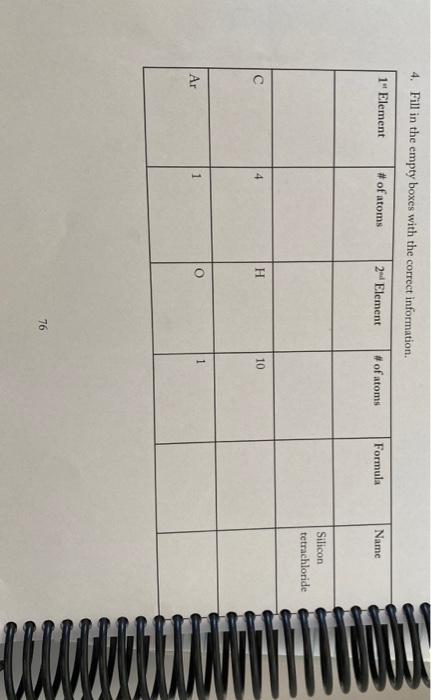 Solved 3. Fill in the empty boxes with the correct | Chegg.com