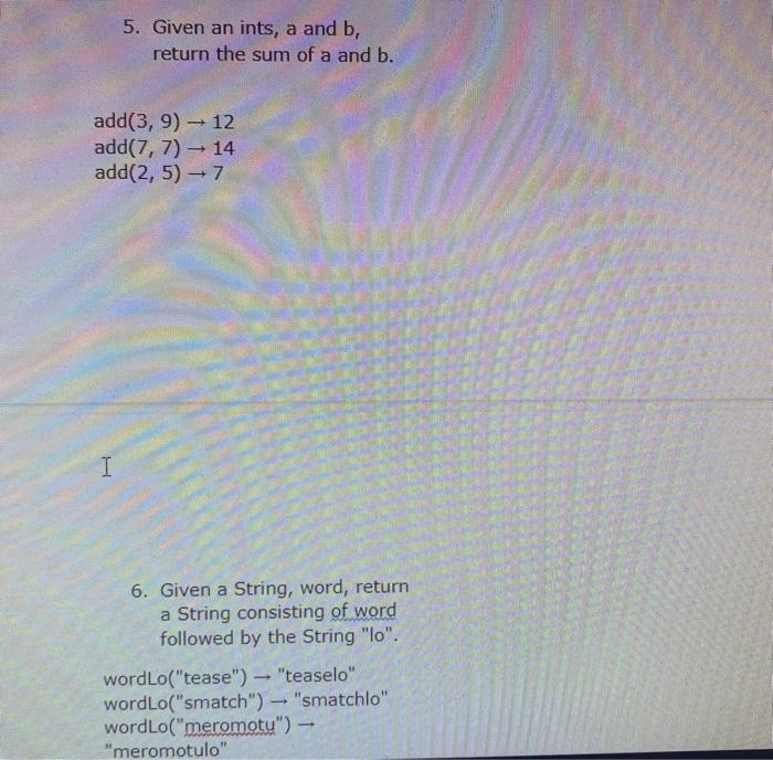 Solved 1. Given an int, num, return the opposite of num. | Chegg.com