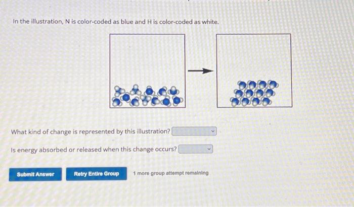 Solved In the illustration, N is color-coded as blue and H | Chegg.com