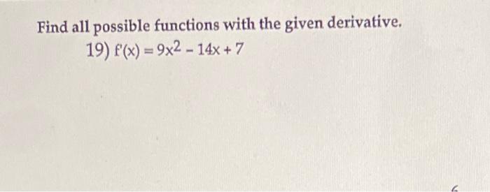 Solved Find all possible functions with the given | Chegg.com