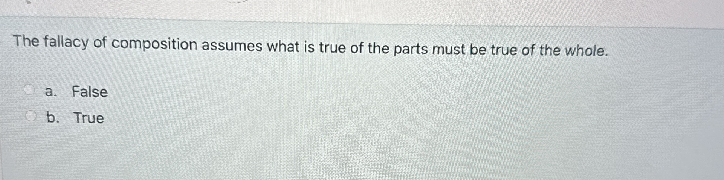 The fallacy of composition assumes what is true of | Chegg.com