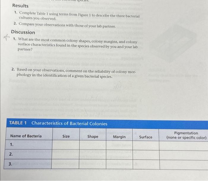 Results 1. Complete Table 1 using terms from Figure 1 | Chegg.com Results 1. Complete Table 1 using terms from Figure 1 | Chegg.com