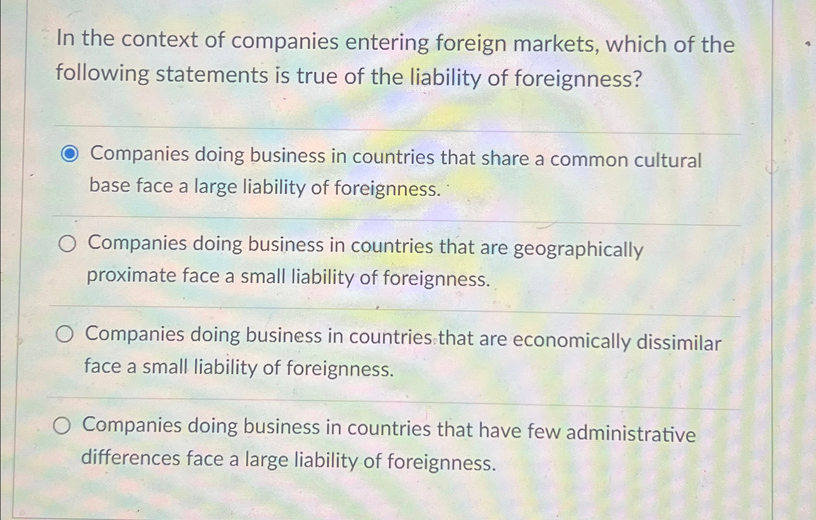Solved In the context of companies entering foreign markets, | Chegg.com