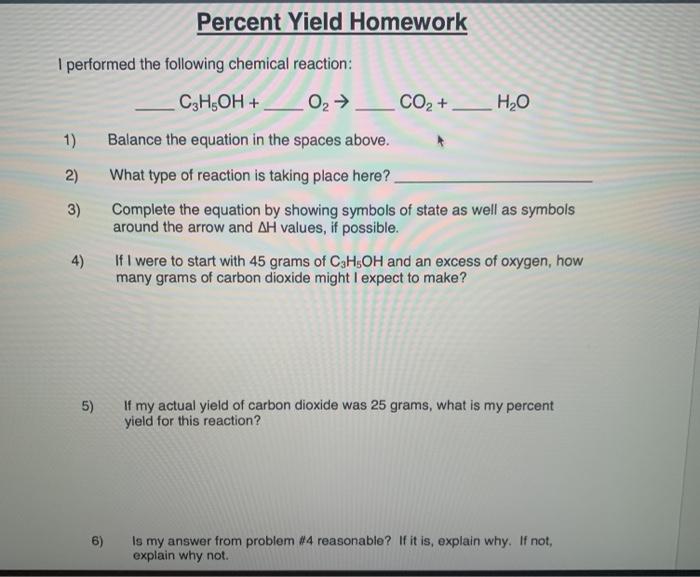 Solved Percent Yield Homework I performed the following | Chegg.com