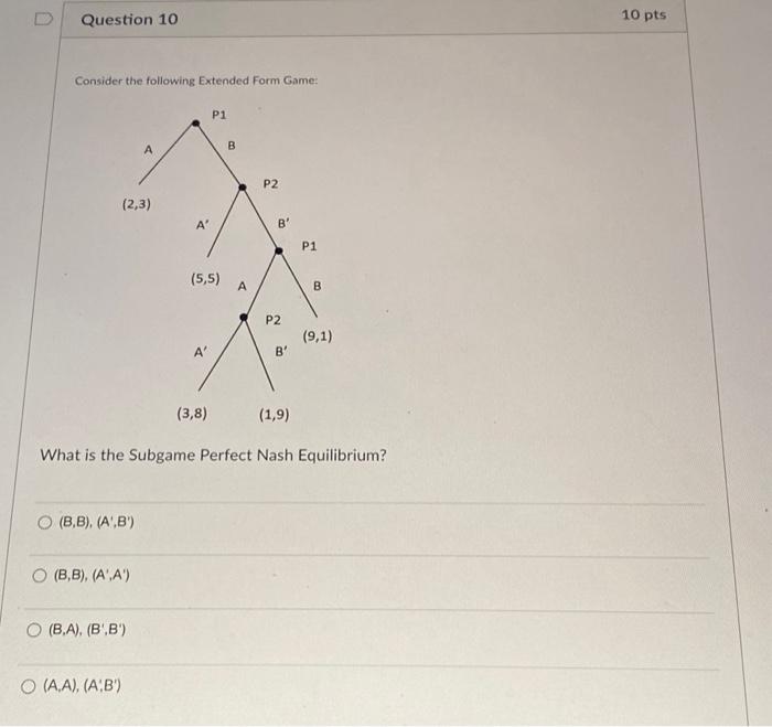 Solved Consider the following Extended Form Game: What is | Chegg.com