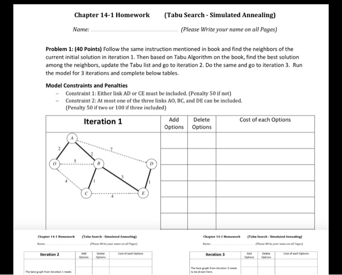 Solved Chapter 14-1 Homework (Tabu Search - Simulated | Chegg.com