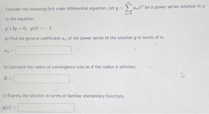 Consider the following first order differential | Chegg.com
