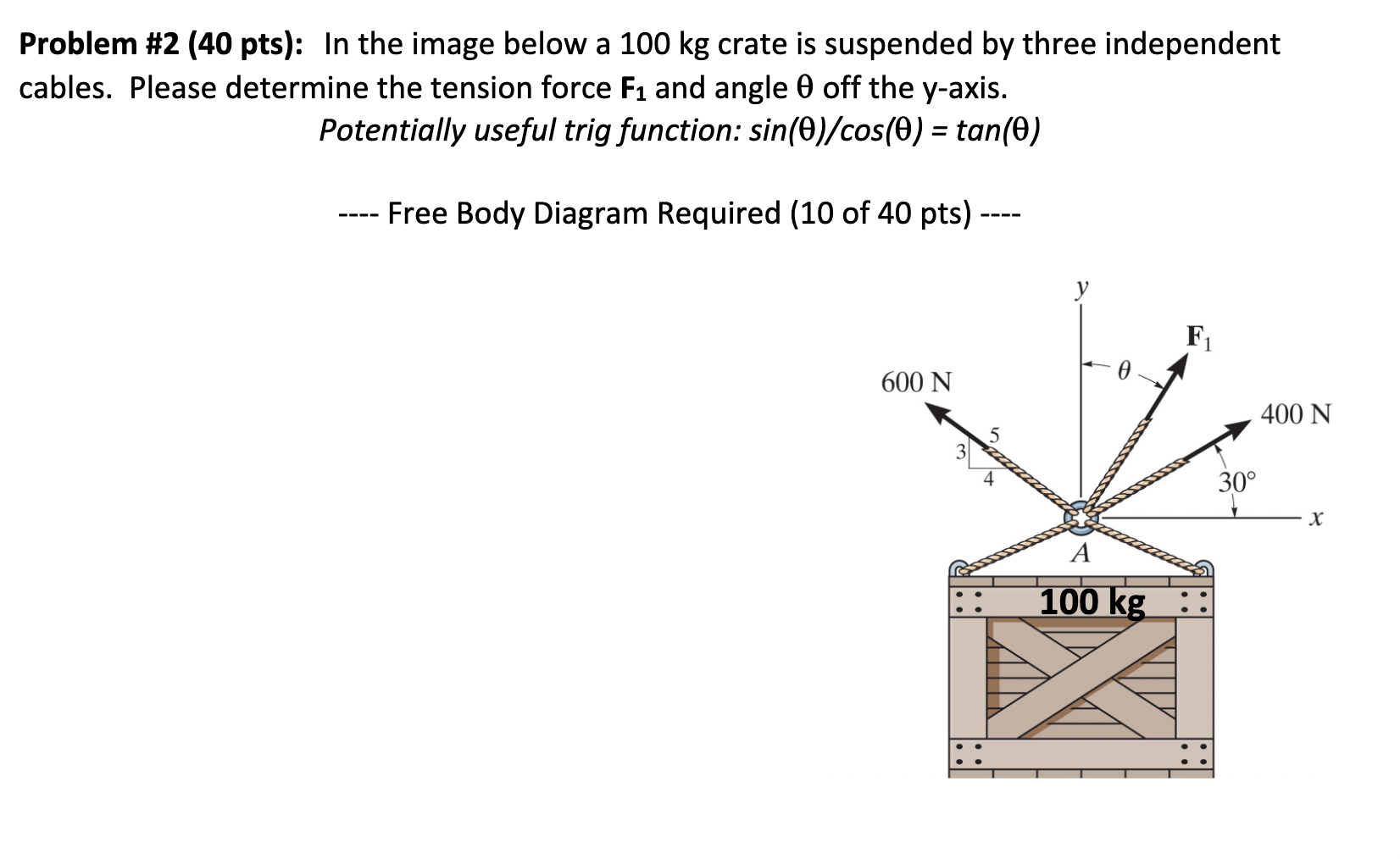 Solved Problem #2 (40 ﻿pts): In the image below a 100kg | Chegg.com