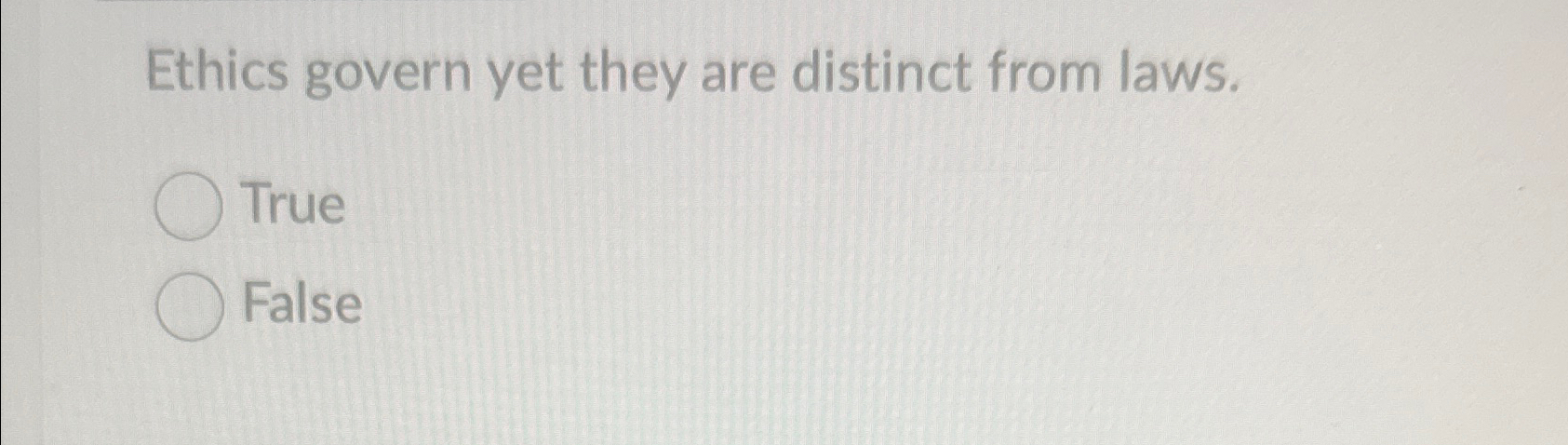 Solved Ethics govern yet they are distinct from | Chegg.com