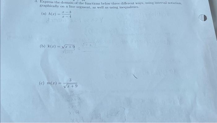 Solved 3. Express the domain of the functions below three | Chegg.com