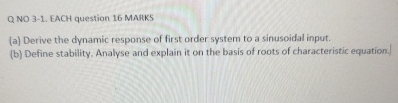 Solved QNO 3-1. ﻿EACH question 16 ﻿MARKS(a) ﻿Derive the | Chegg.com