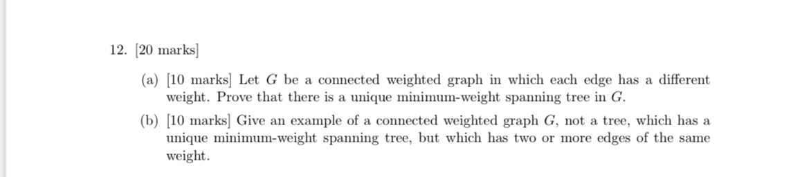 Solved [20 ﻿marks](a) [10 ﻿marks] ﻿Let G ﻿be a connected | Chegg.com