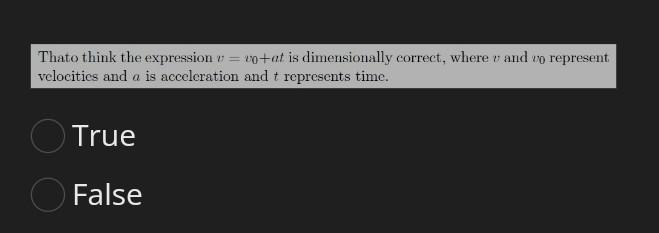 Solved 23 Thato think the expression v = vo+at is | Chegg.com
