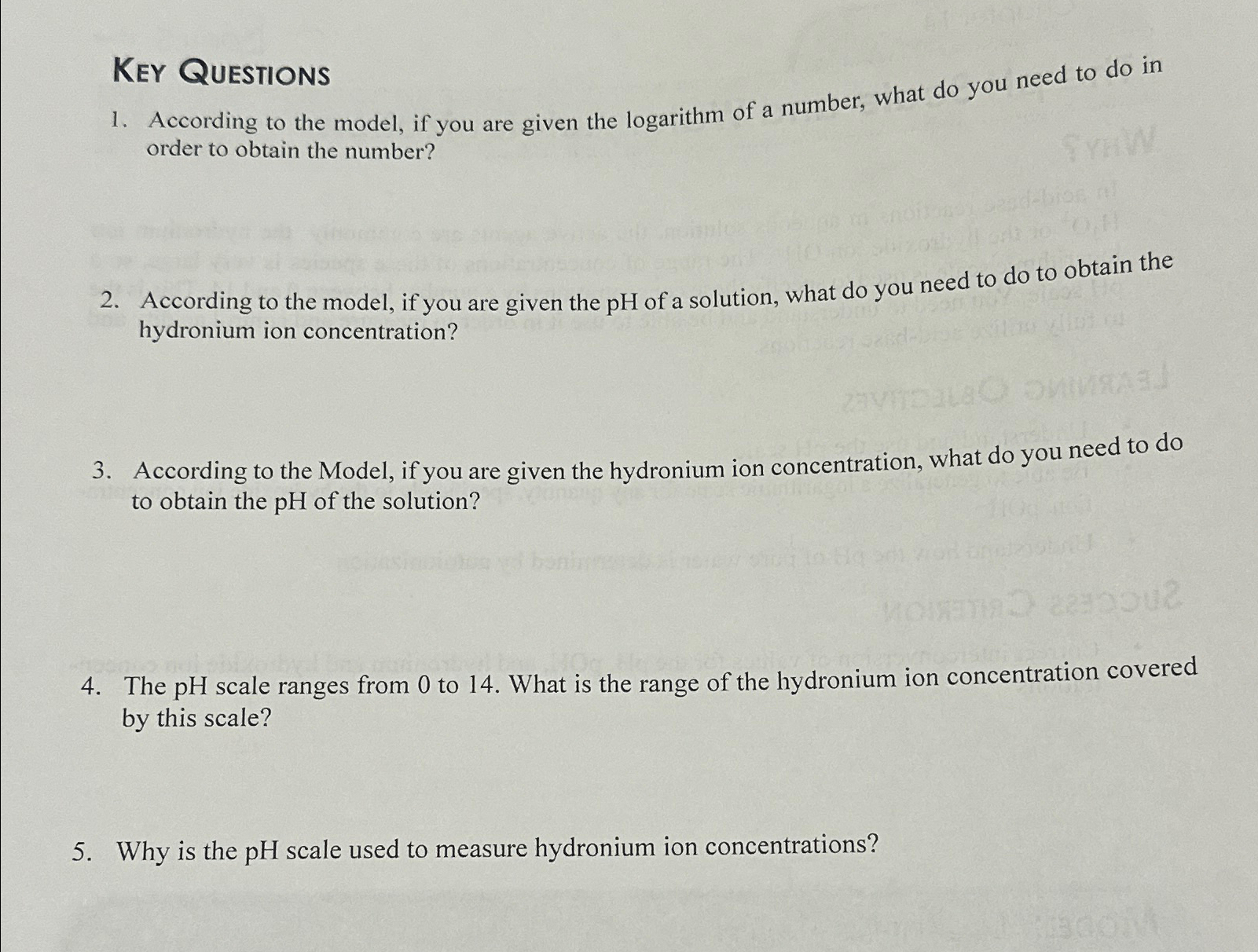Solved Key QuestionsAccording to the model, if you are given | Chegg.com