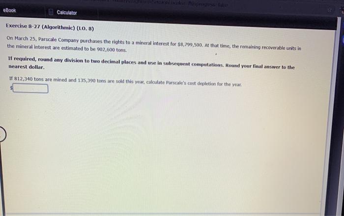 Solved eBook Calculator Exercise 8-27 (Algorithmic) (LO. 8) | Chegg.com