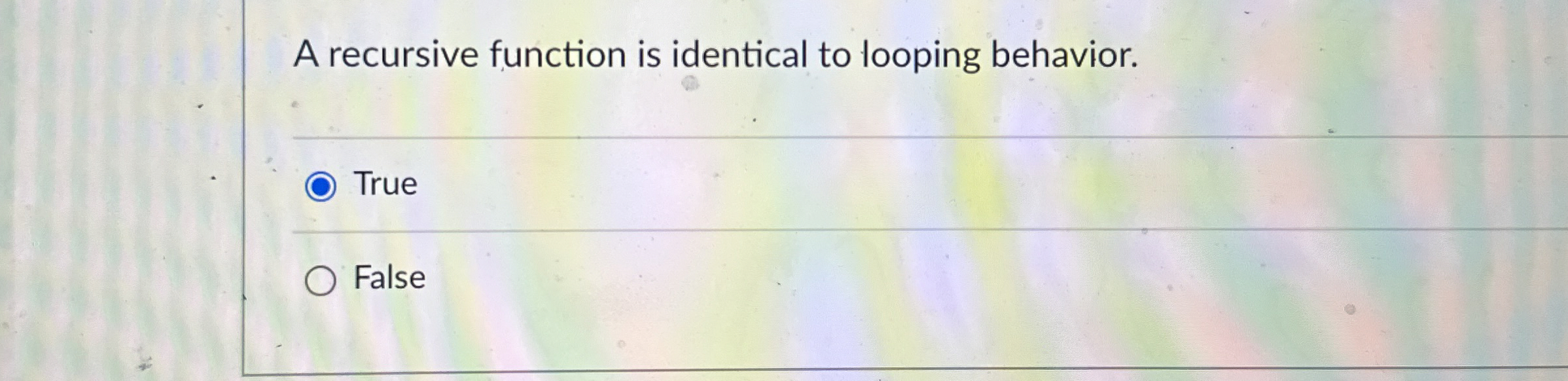 Solved A recursive function is identical to looping | Chegg.com