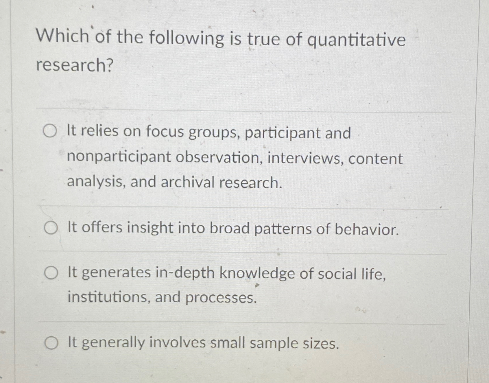 Solved Which of the following is true of quantitative | Chegg.com