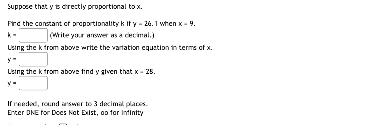 Solved Suppose that y ﻿is directly proportional to x.Find | Chegg.com