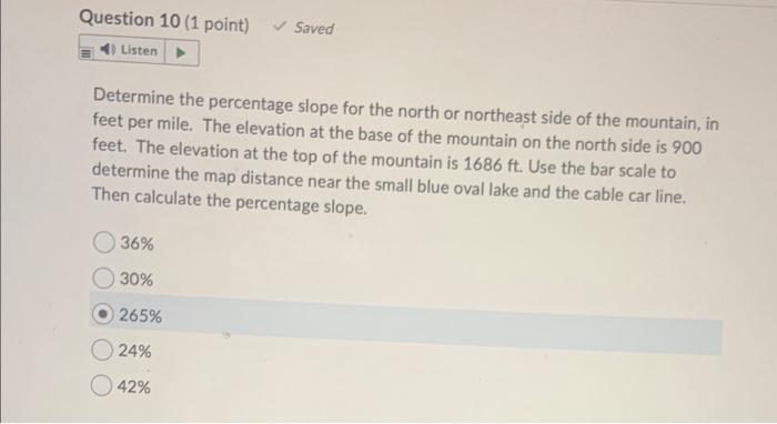 Determine the percentage slope for the north or | Chegg.com