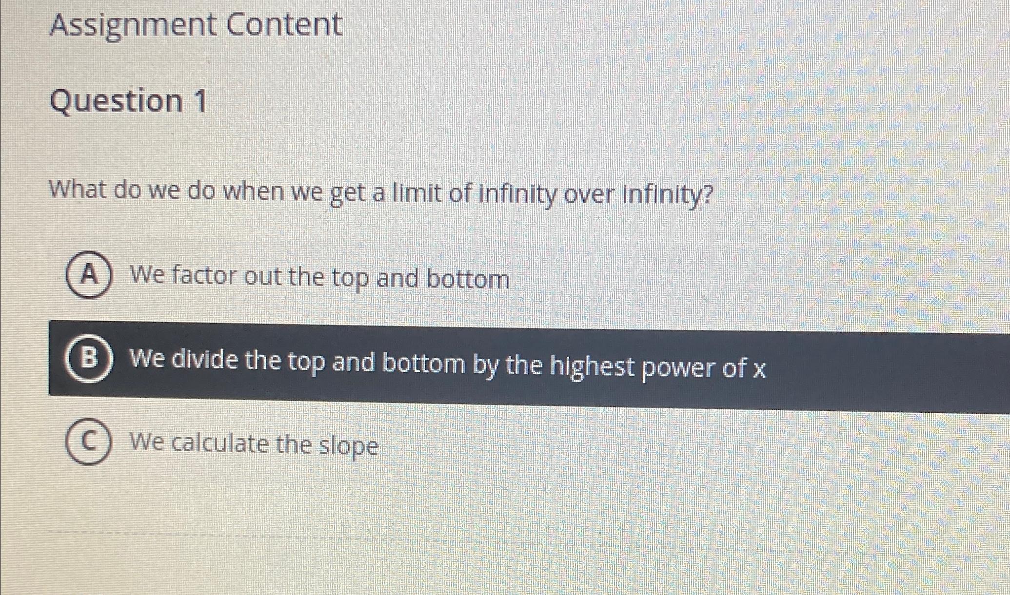 Solved Assignment ContentQuestion 1What do we do when we get | Chegg.com