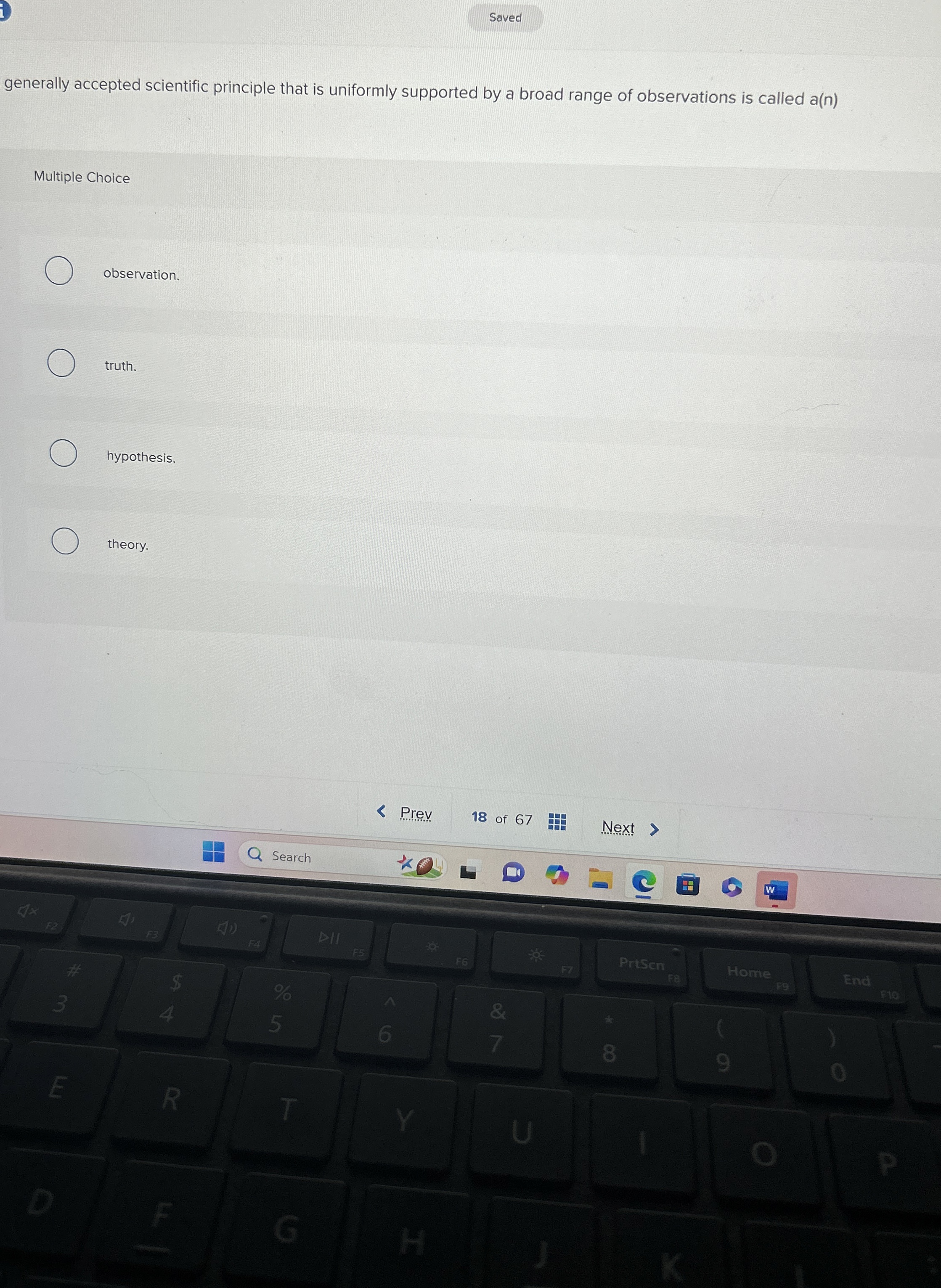 Solved Savedgenerally accepted scientific principle that is | Chegg.com