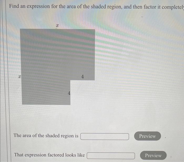 Solved Find an expression for the area of the shaded region, | Chegg.com
