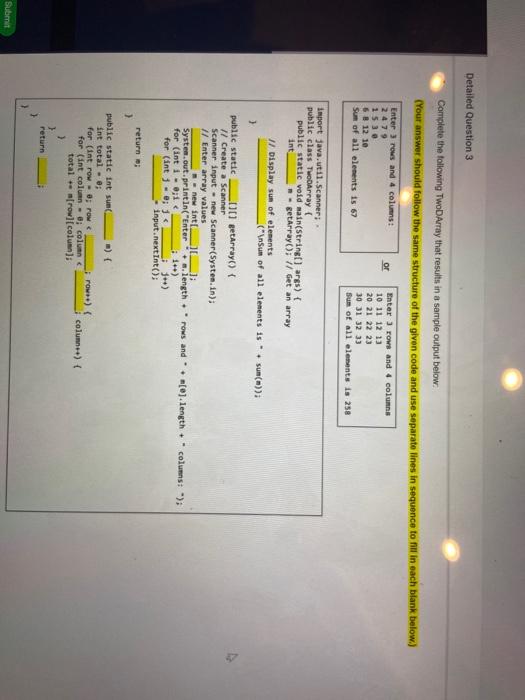 Solved Detailed Question 3 Complete the following TwoDArray | Chegg.com