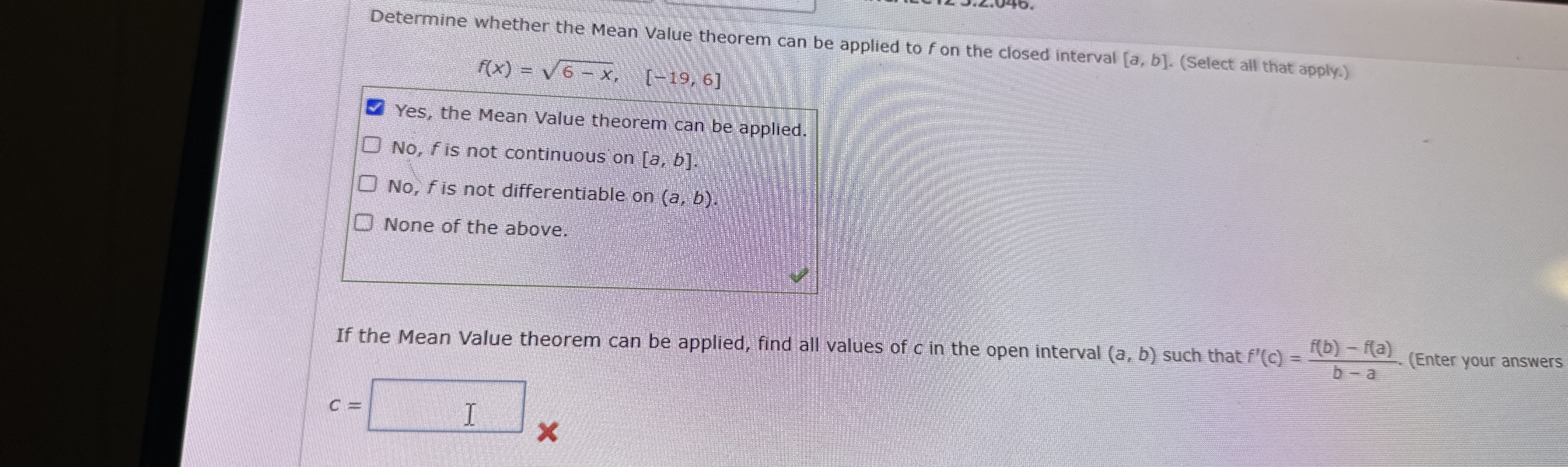 Solved Determine whether the Mean Value theorem can be | Chegg.com