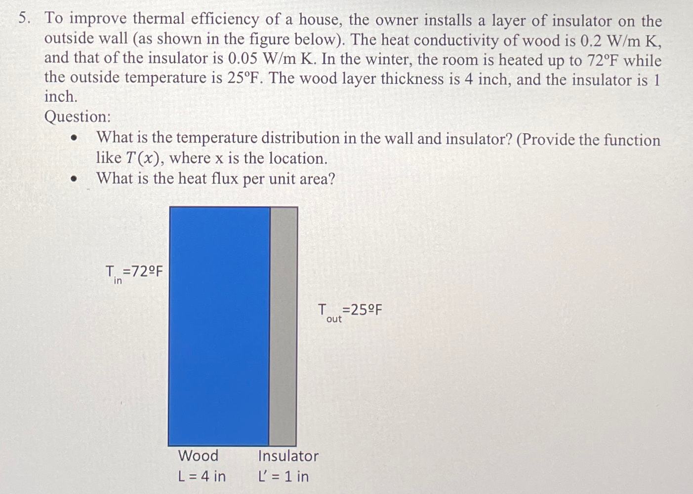 Solved To improve thermal efficiency of a house, the owner | Chegg.com