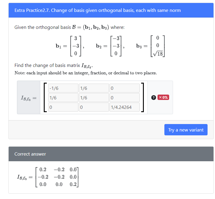 Solved Extra Practice2.7. ﻿Change of basis given orthogonal | Chegg.com