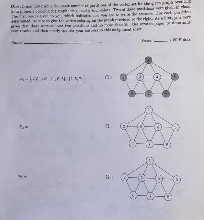Solved Directions: Determine the exact number of partitions | Chegg.com