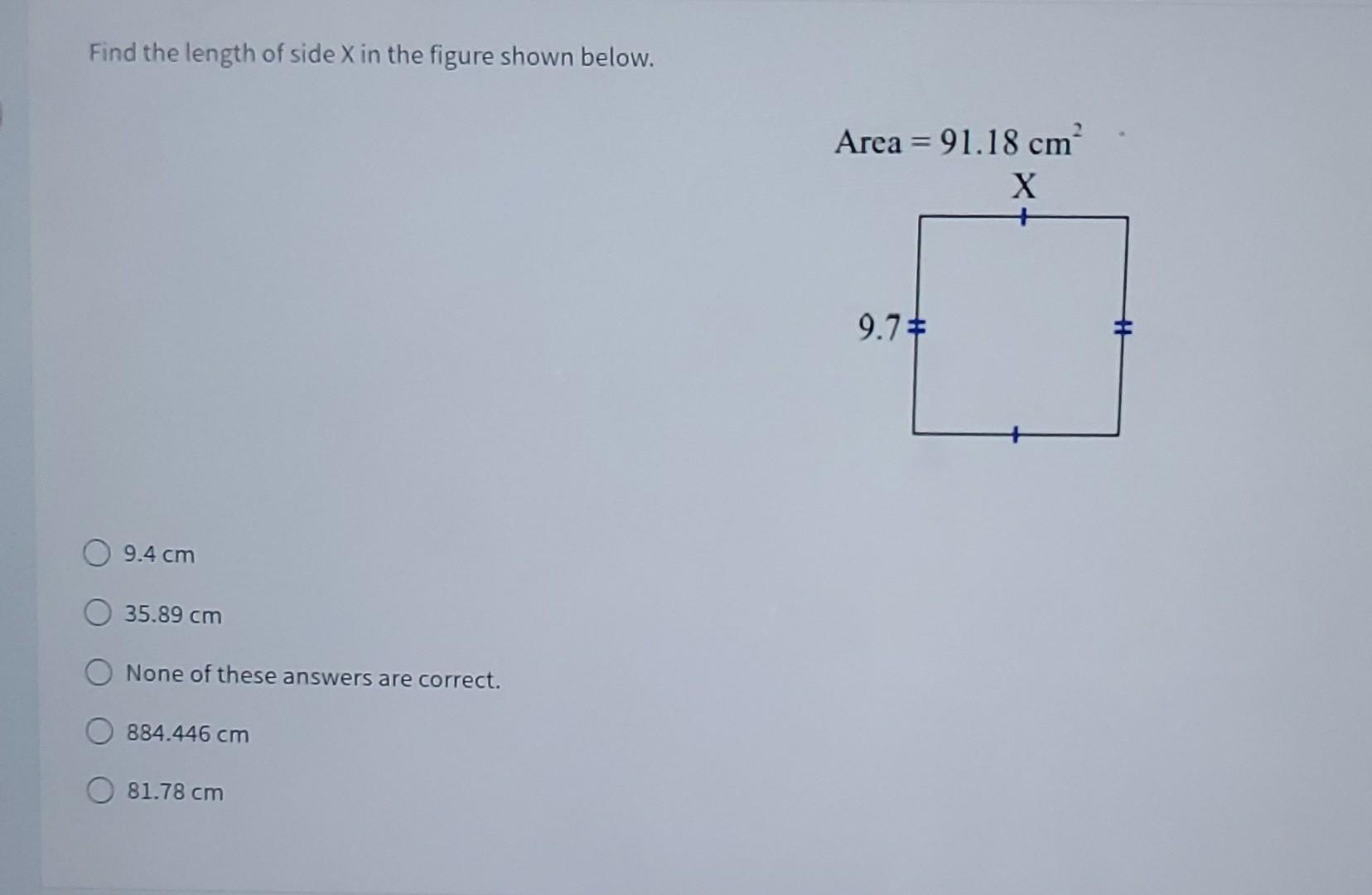 Solved Find the length of side X in the figure shown below. | Chegg.com