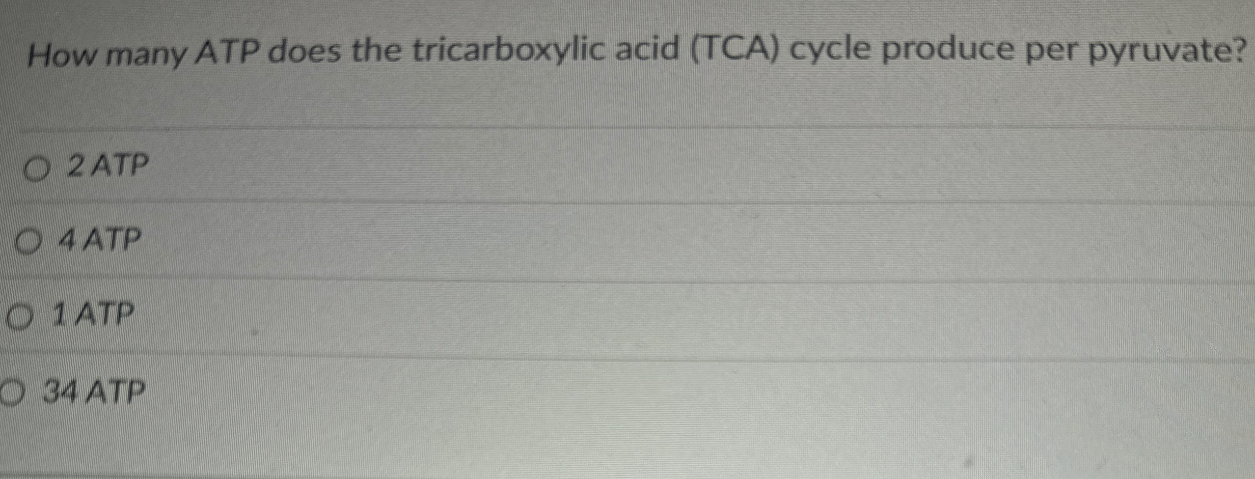 Solved How many ATP does the tricarboxylic acid (TCA) ﻿cycle | Chegg.com