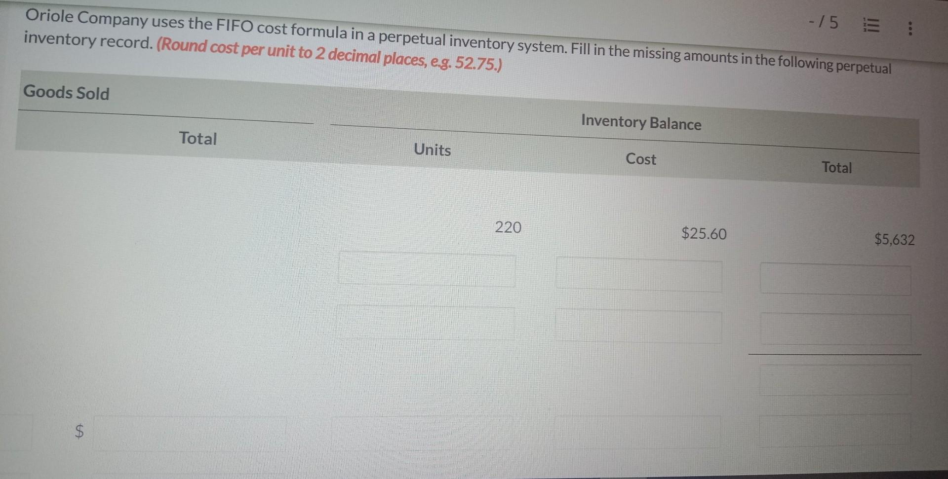 Solved Oriole Company uses the FIFO cost formula in a | Chegg.com