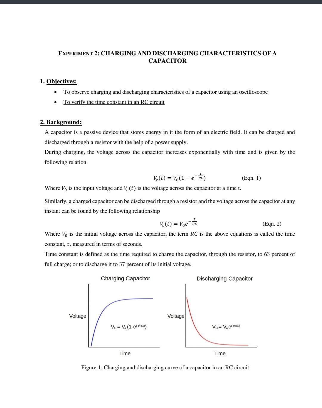 Solved EXPERIMENT 2: CHARGING AND DISCHARGING | Chegg.com