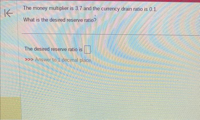 Solved The money multiplier is 3.7 and the currency drain | Chegg.com