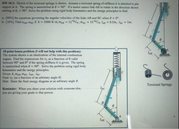 Solved HW 18-2: Sketch of the torsional springs is shown. | Chegg.com