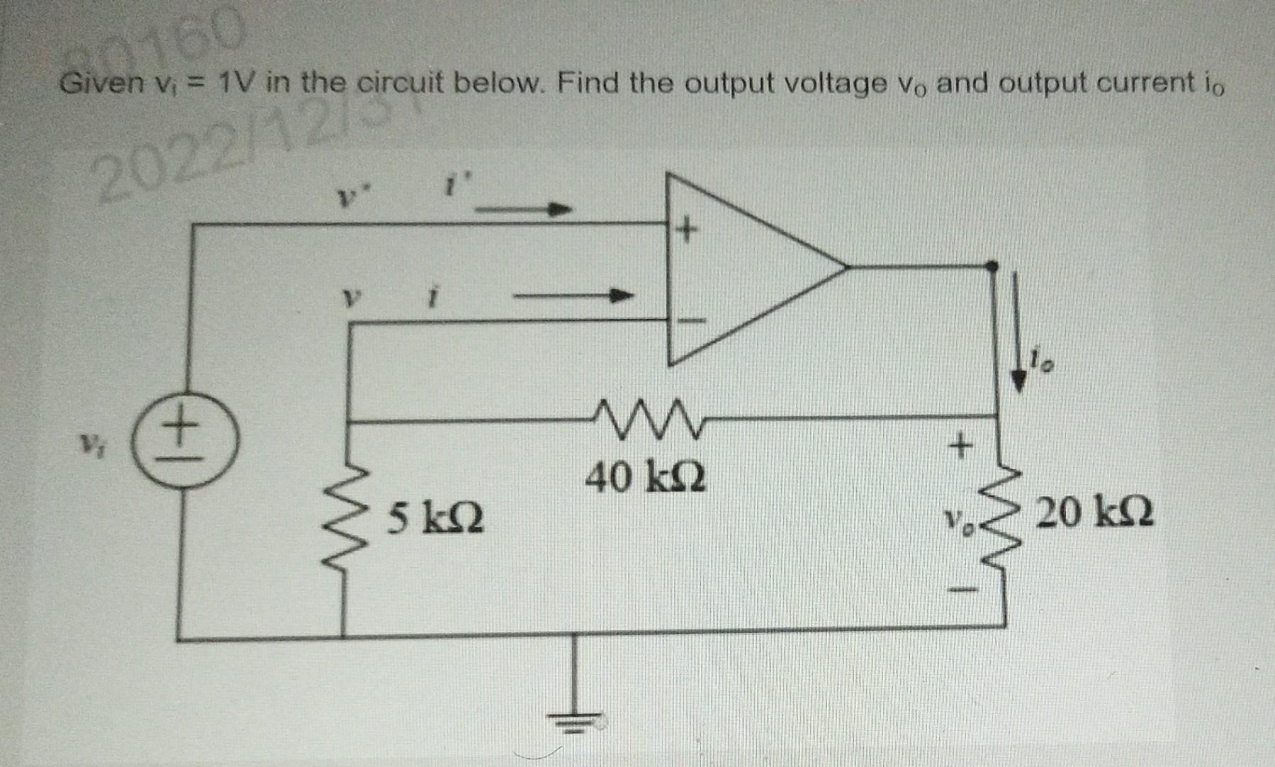 Solved Given vi=1 V in the circuit below. Find the output | Chegg.com