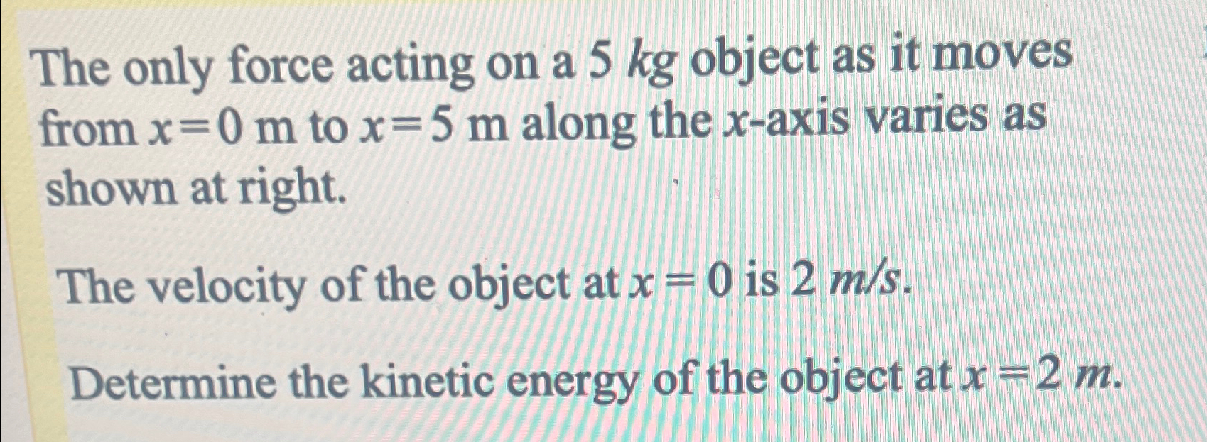 Solved The only force acting on a 5kg ﻿object as it moves | Chegg.com