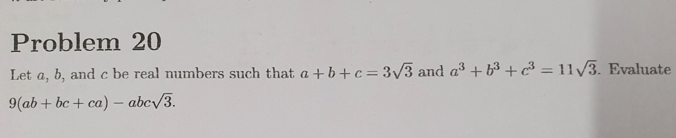 Problem 20Let a,b, ﻿and c ﻿be real numbers such that | Chegg.com