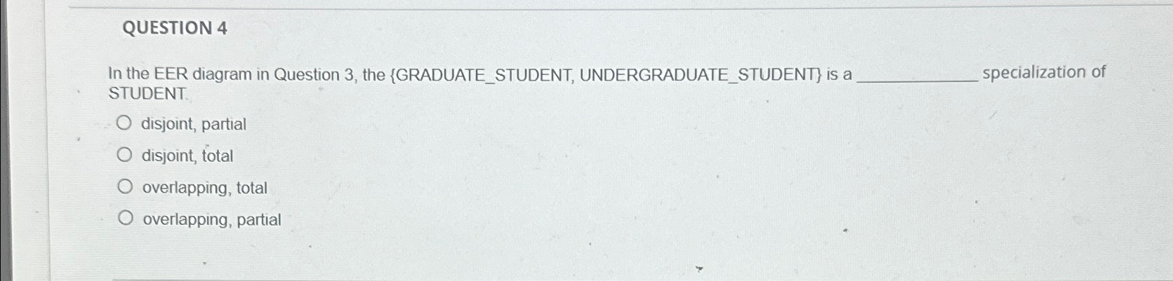 Solved QUESTION 4In the EER diagram in Question 3, ﻿the | Chegg.com