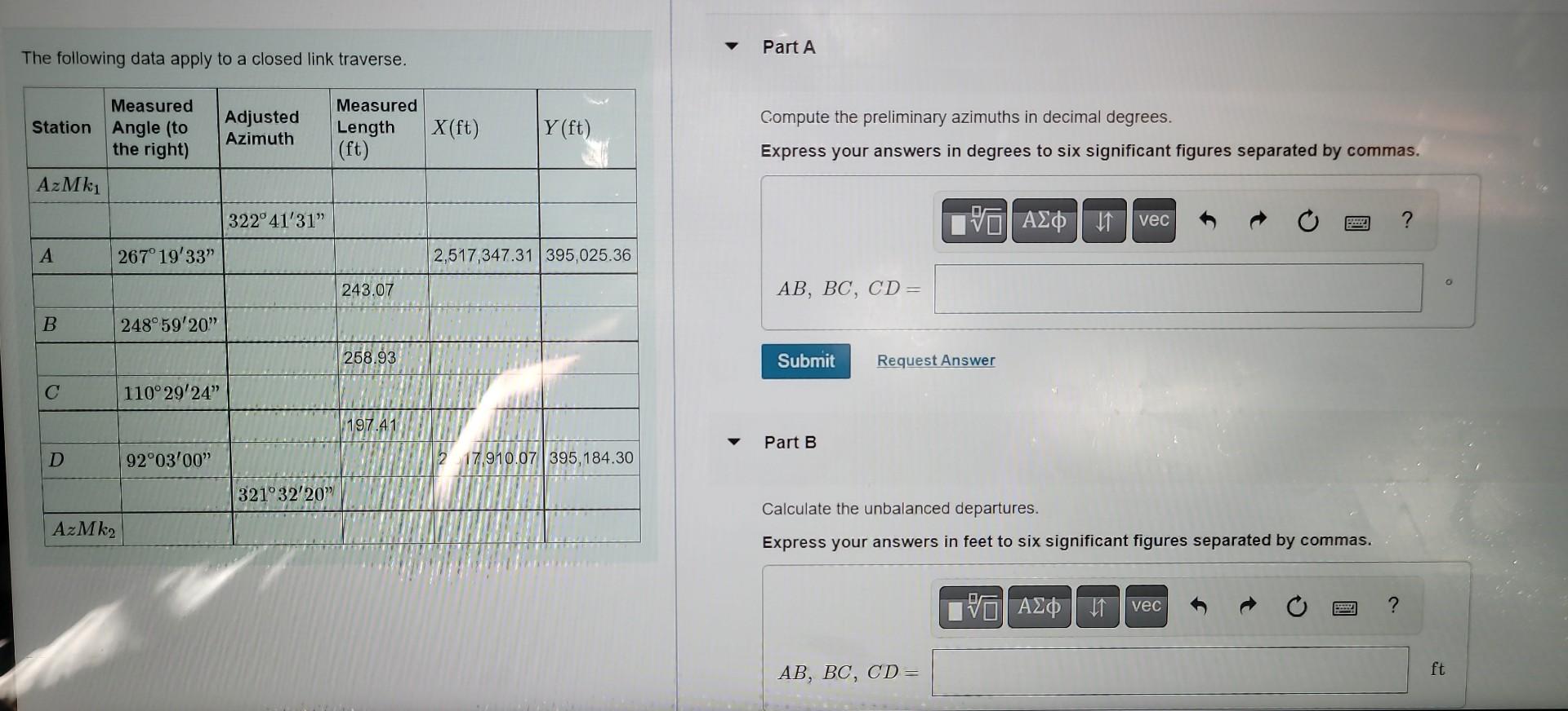 Solved The following data apply to a closed link traverse. | Chegg.com