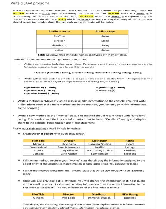 Solved Write a JAVA program! Write a class which is called | Chegg.com