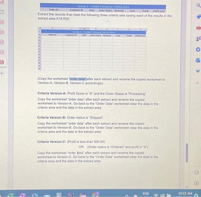 Solved extract area K18:R30 (Copy the worksheet "order | Chegg.com