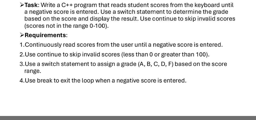Solved > ﻿Task: Write a C++ ﻿program that reads student | Chegg.com